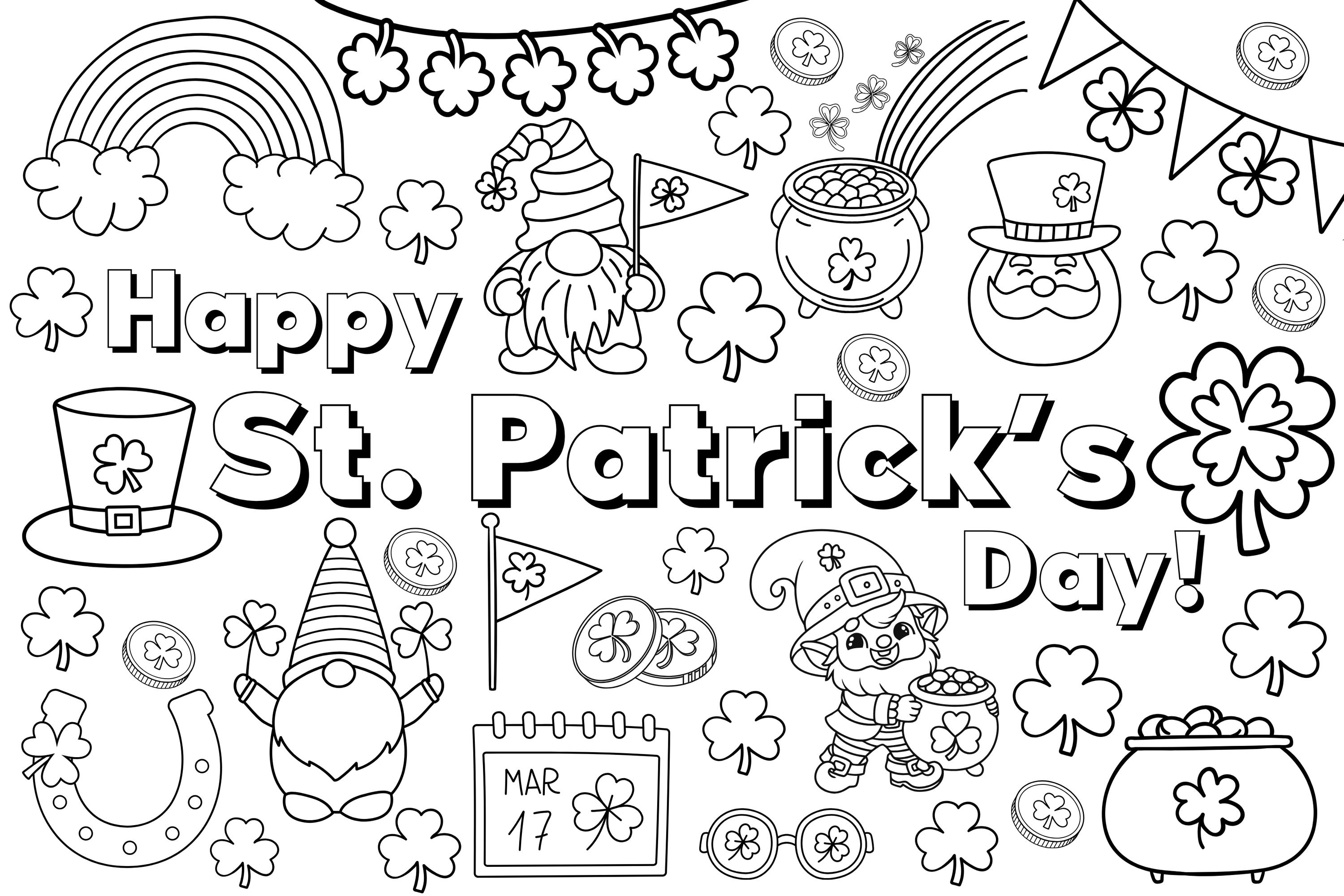 St Patricks Oversized Coloring Page - Etsy