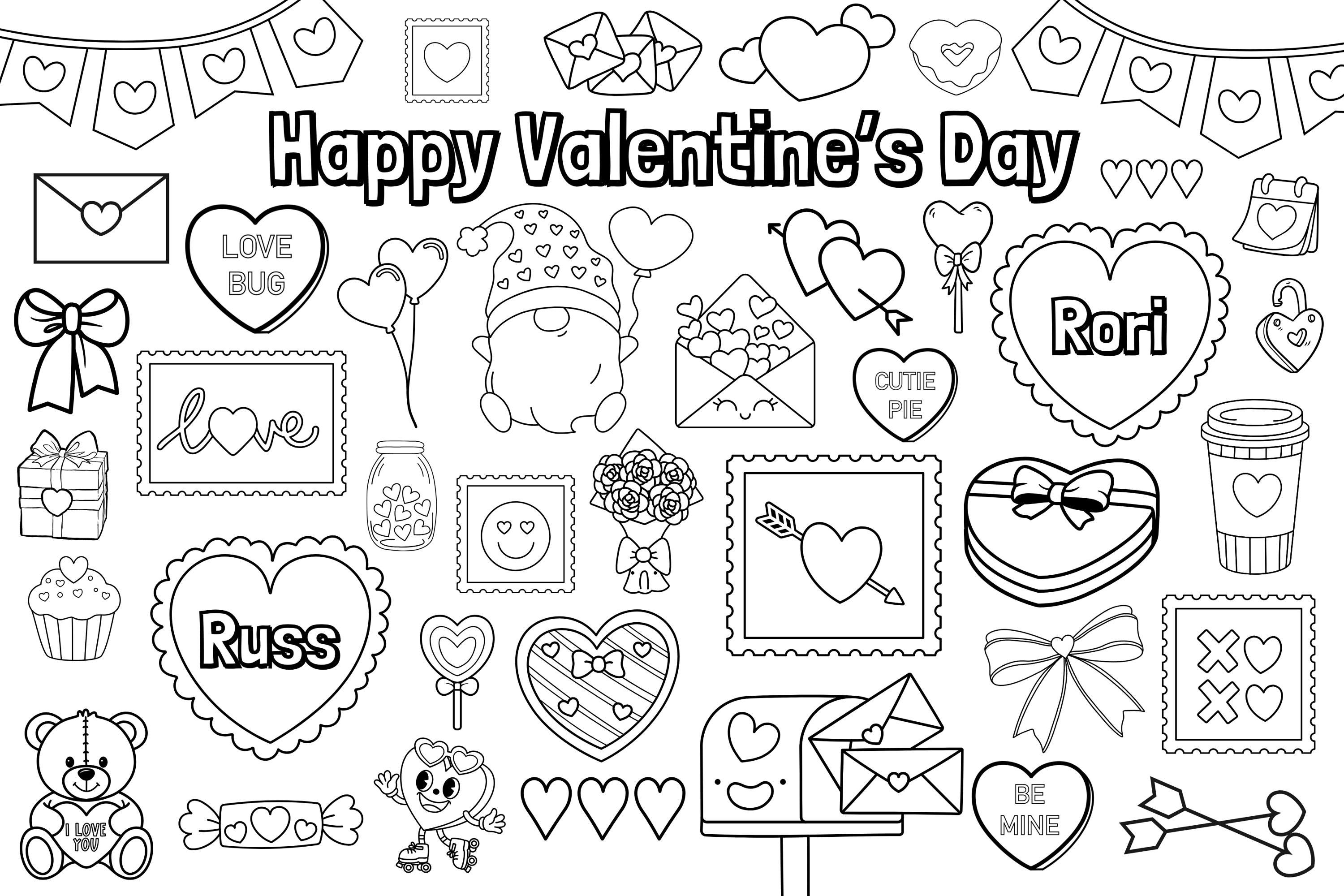 Personalized Valentine's Day Coloring Poster 24x36 Inches - Etsy