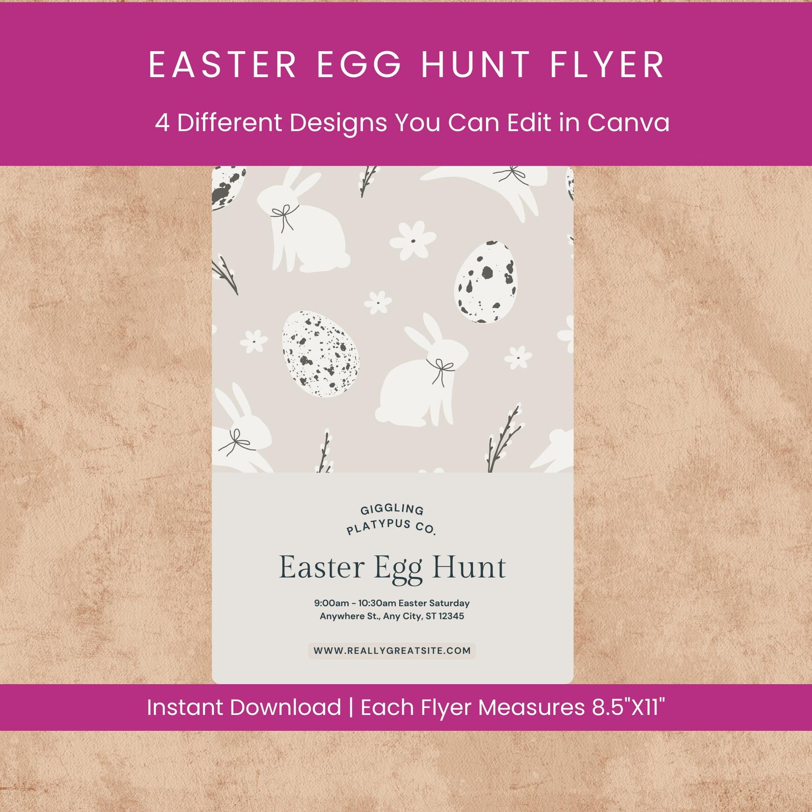 Easter Egg Hunt Flyer Templates | Easter Printable | Canva Template ...