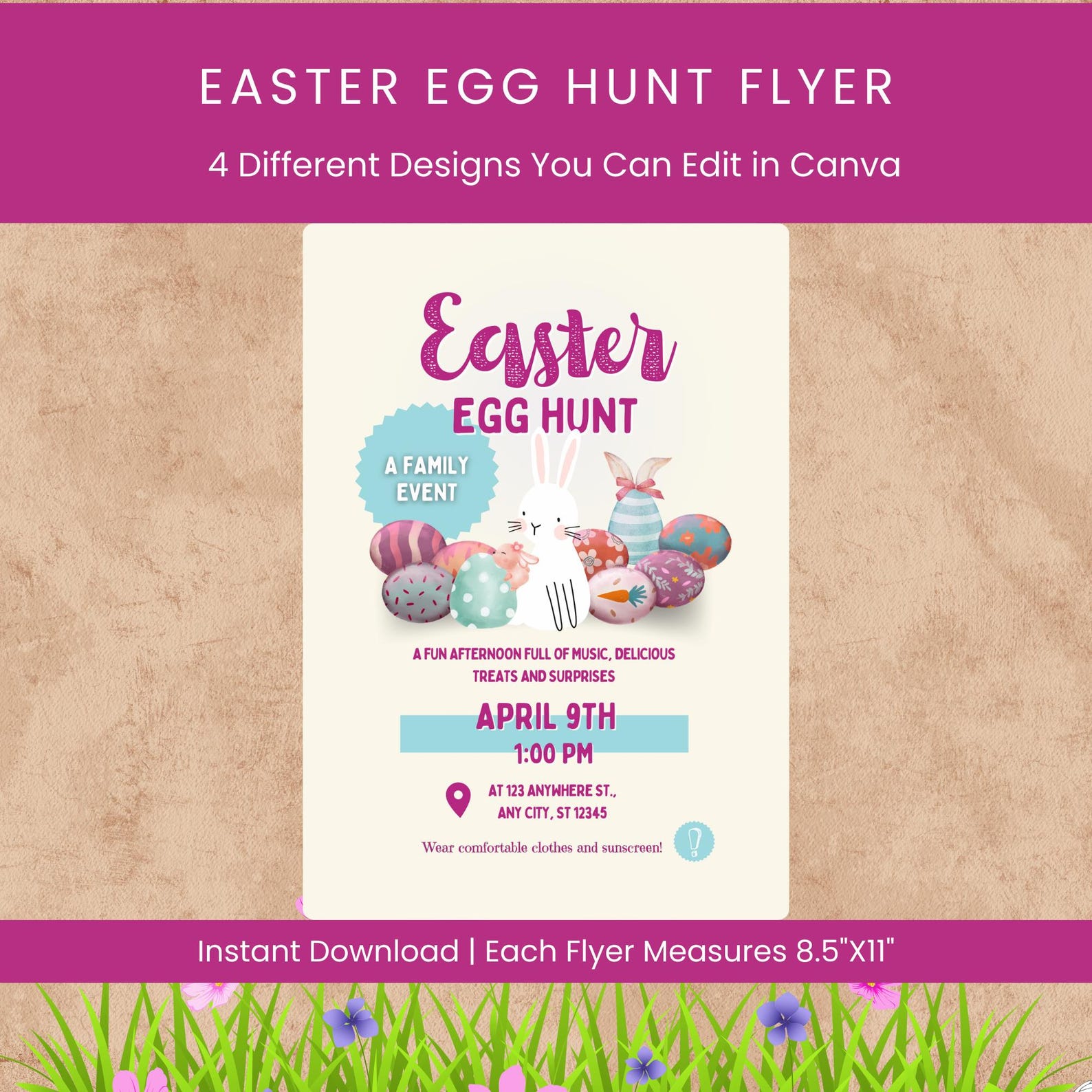 Easter Egg Hunt Flyer Templates | Easter Printable | Canva Template ...