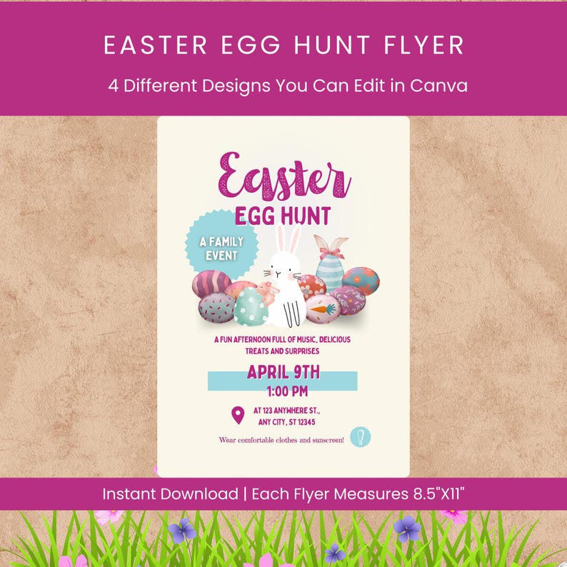 Easter Egg Hunt Flyer Templates | Easter Printable | Canva Template ...