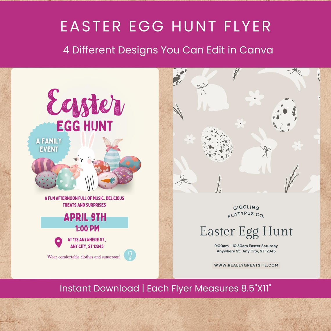 Easter Egg Hunt Flyer Templates | Easter Printable | Canva Template ...