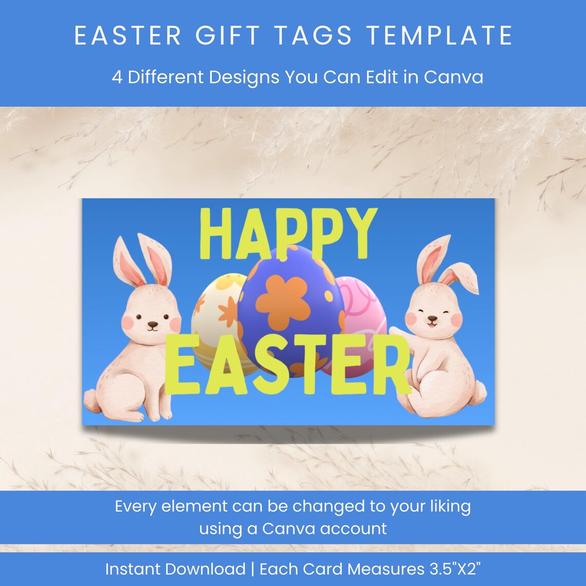 Printable Easter Gift Tags | Gift Tags | Party Supplies | Editable Gift ...