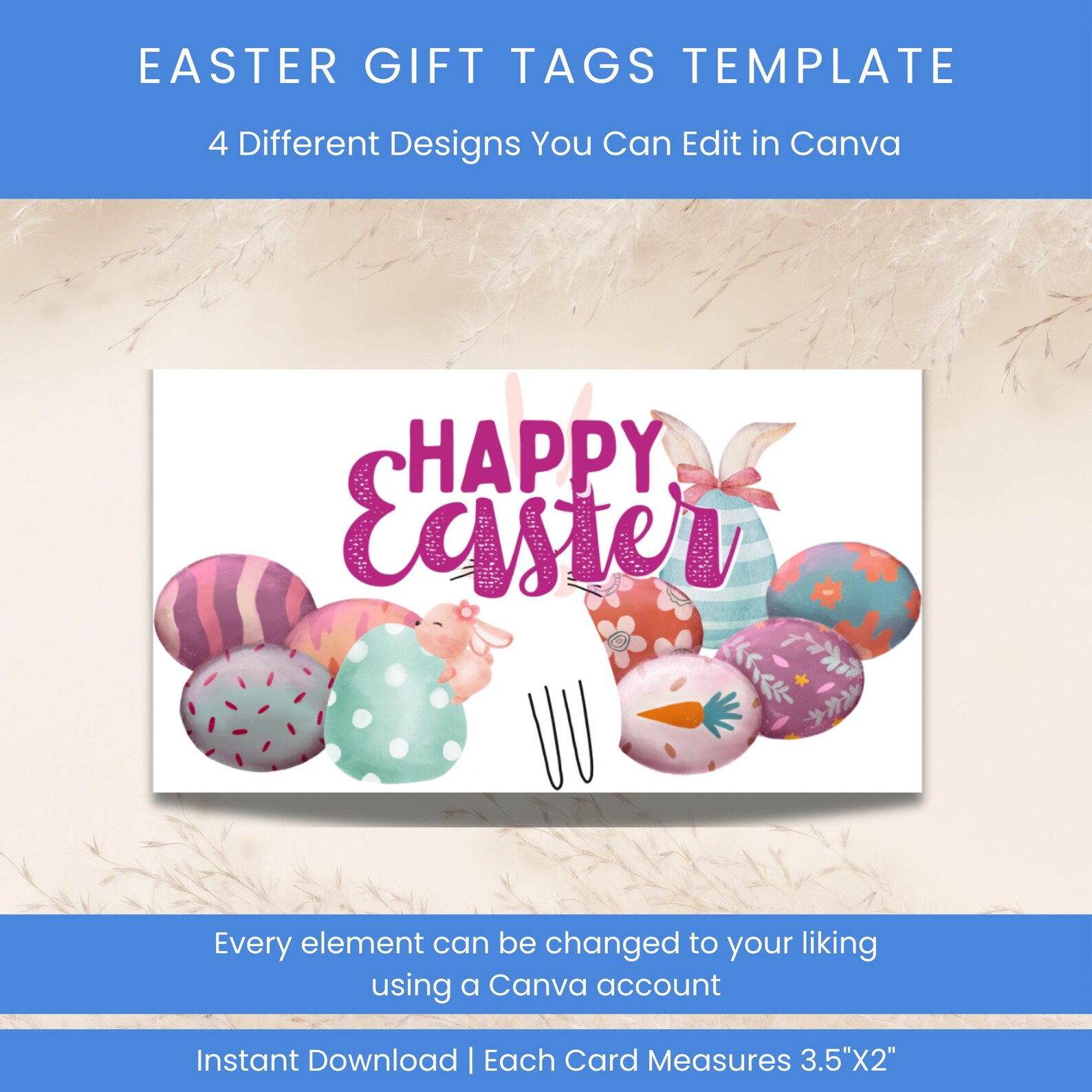 Printable Easter Gift Tags | Gift Tags | Party Supplies | Editable Gift ...