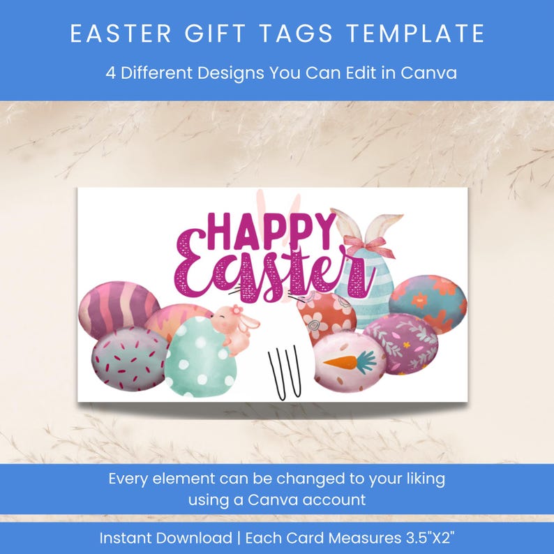 Printable Easter Gift Tags | Gift Tags | Party Supplies | Editable Gift ...