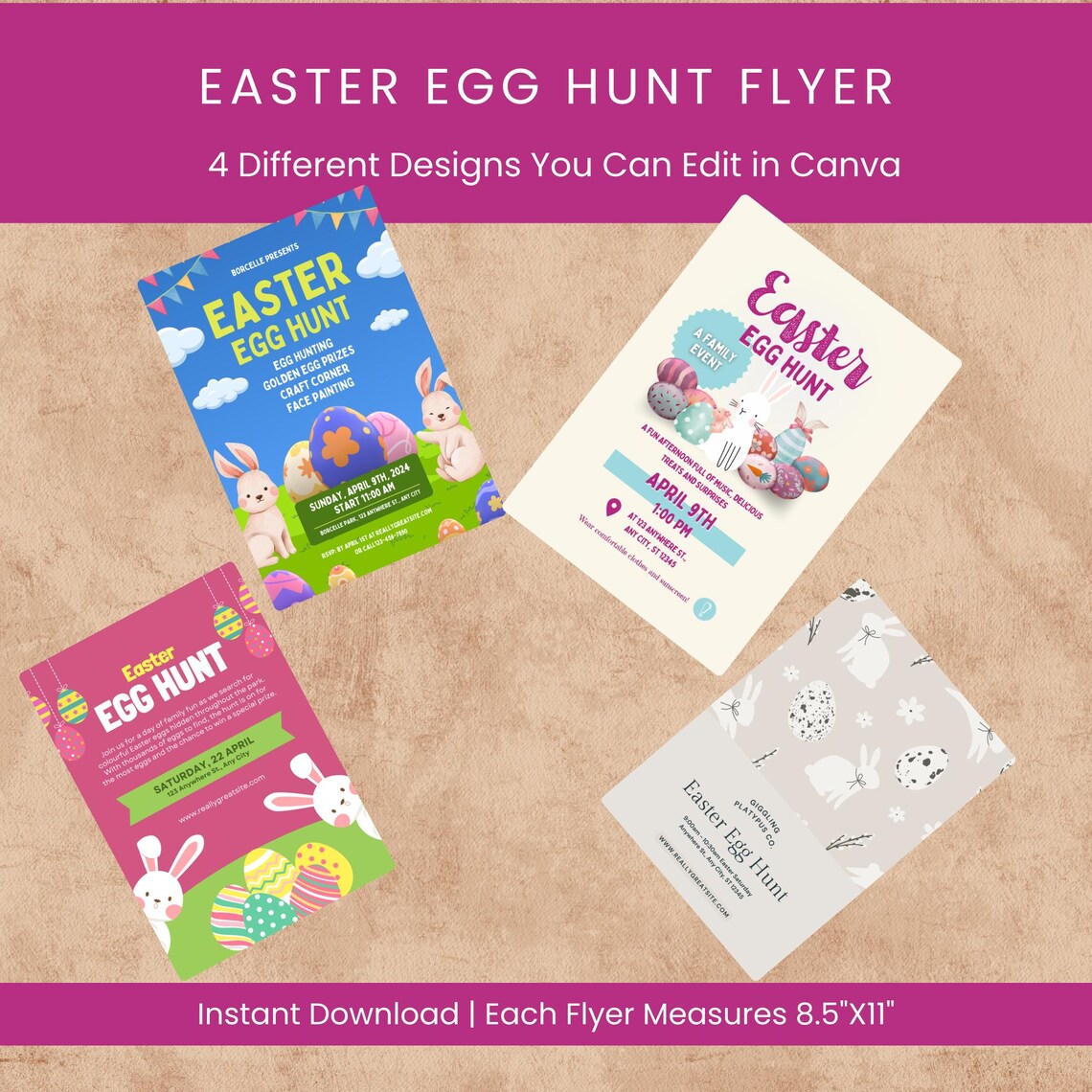 Easter Egg Hunt Flyer Templates | Easter Printable | Canva Template ...