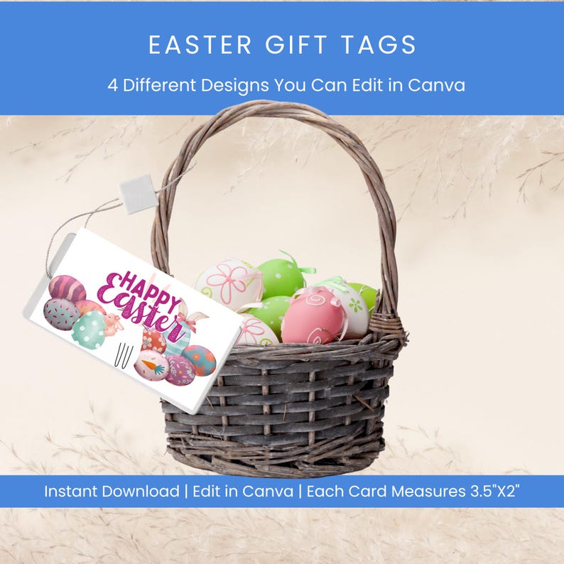 Printable Easter Gift Tags | Gift Tags | Party Supplies | Editable Gift ...