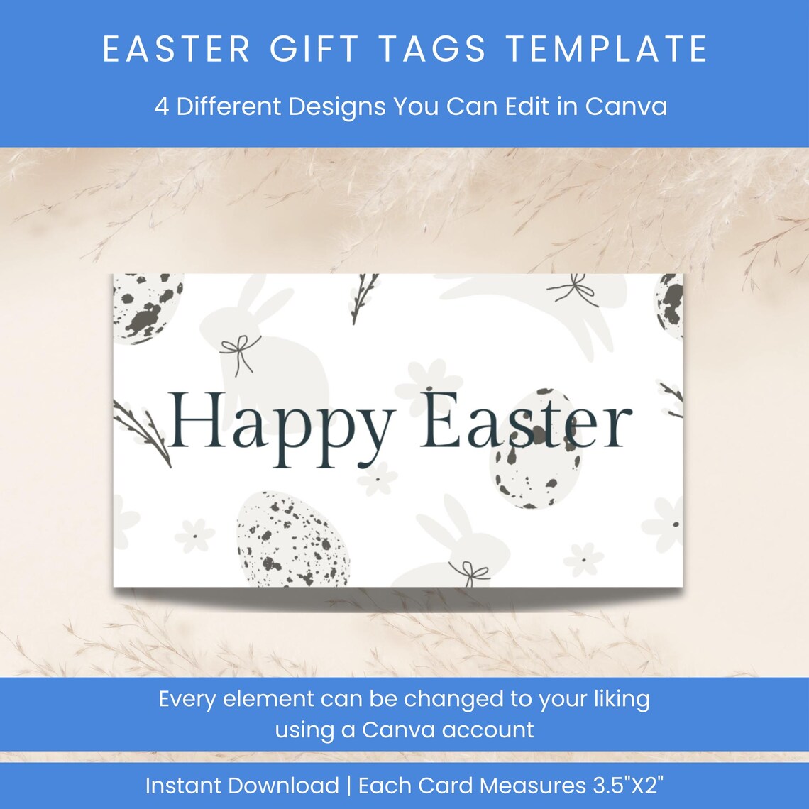 Printable Easter Gift Tags | Gift Tags | Party Supplies | Editable Gift ...