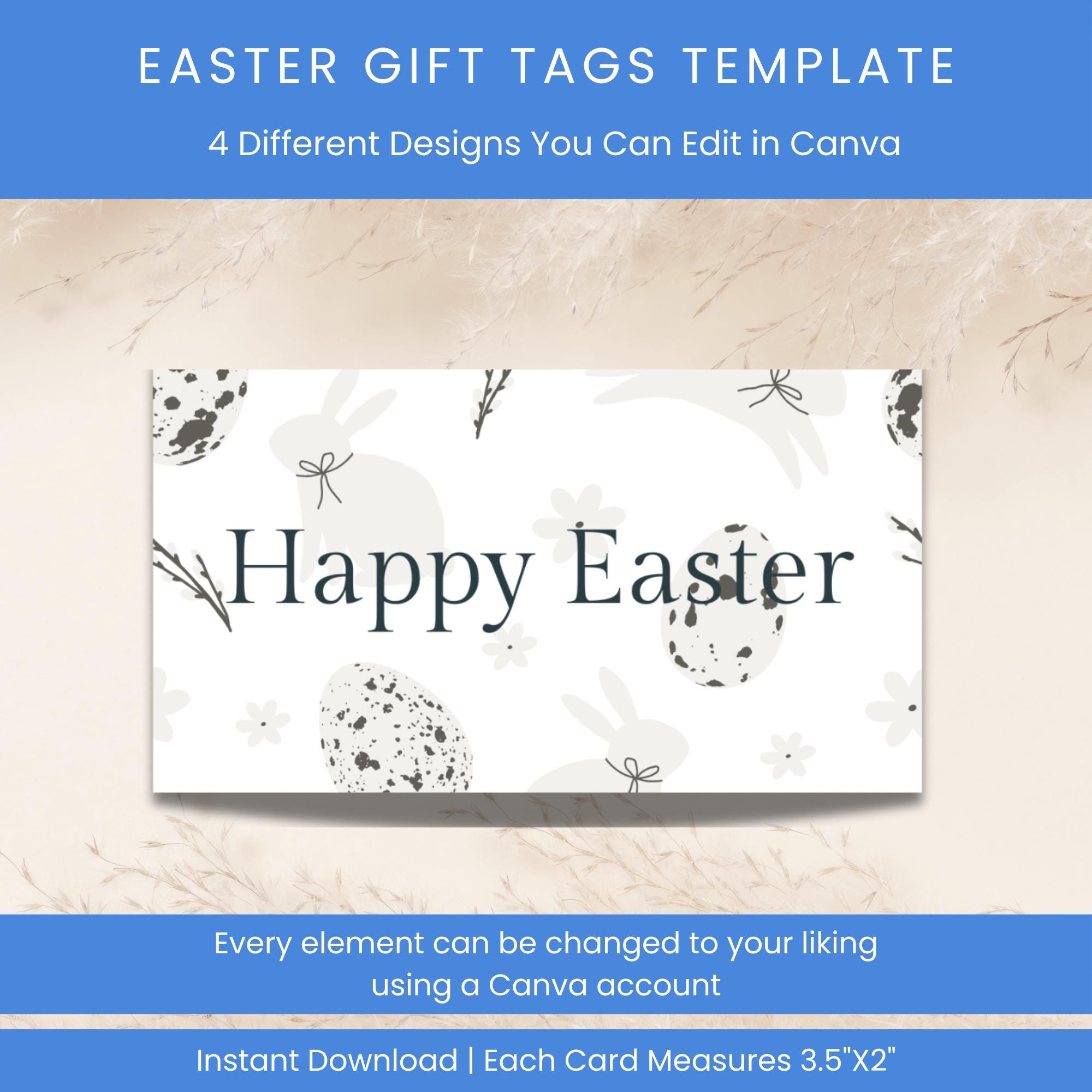 Printable Easter Gift Tags | Gift Tags | Party Supplies | Editable Gift ...