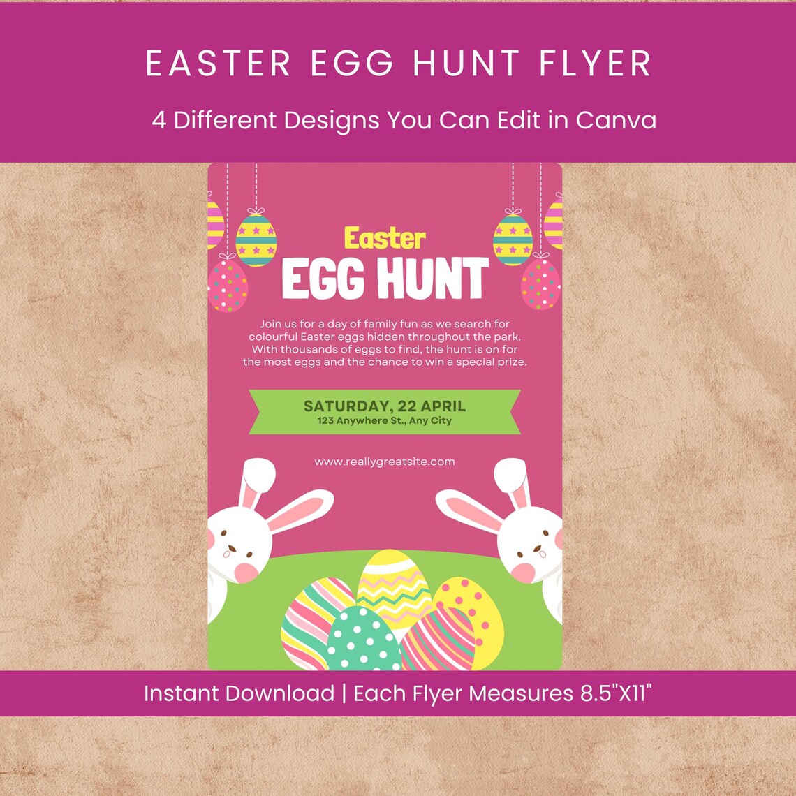 Easter Egg Hunt Flyer Templates | Easter Printable | Canva Template ...