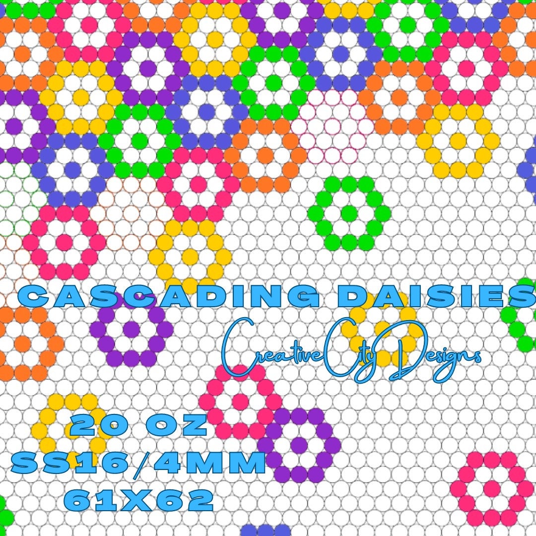 Cascading Daisies- 4mm/ss16 (61x62):digital Rhinestone Template 20oz ...