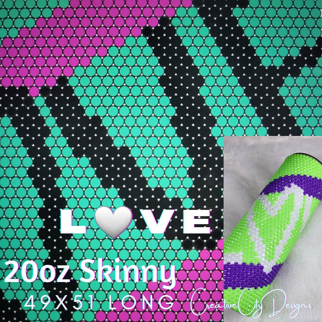 LOVE Rhinestone Tumbler Template 49widex51long Digital - Etsy