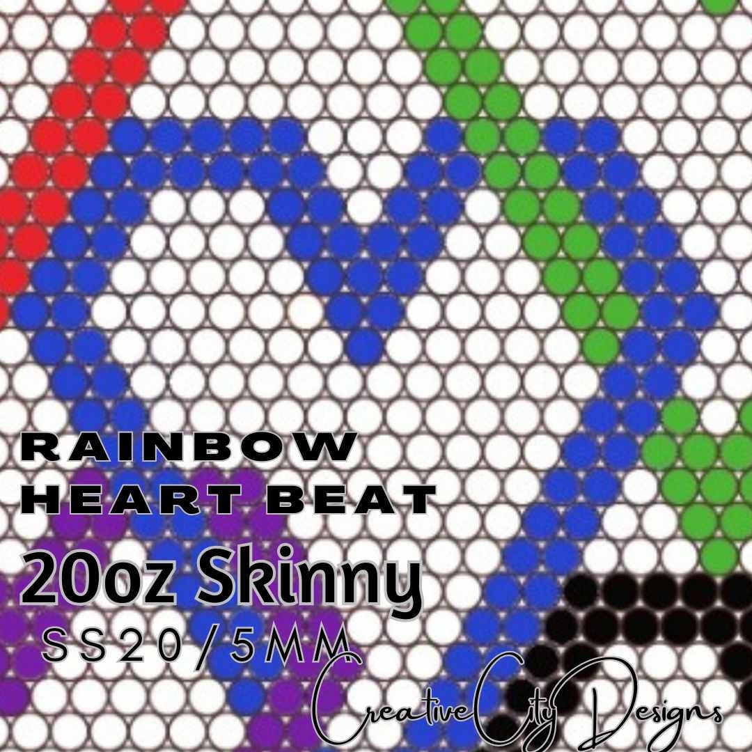 Rainbow Heart Beat Rhinestone Tumbler Template - 49x49 for 20oz Tumbler ...