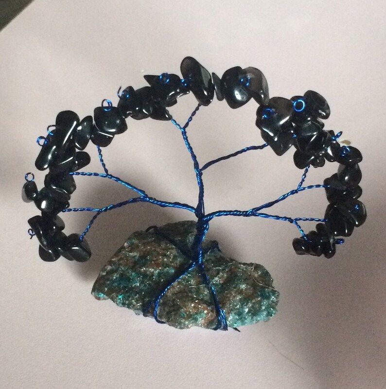 Midnight Black Obsidian Gemstone Tree of Life - Etsy