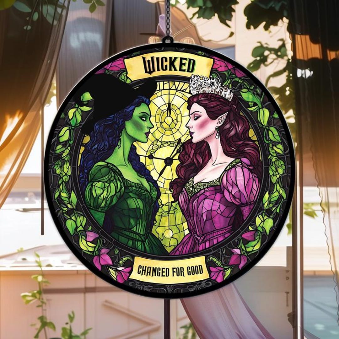 Witches of Oz Faux Stained Glass, Wicked Inspired Suncatcher Ornament ...