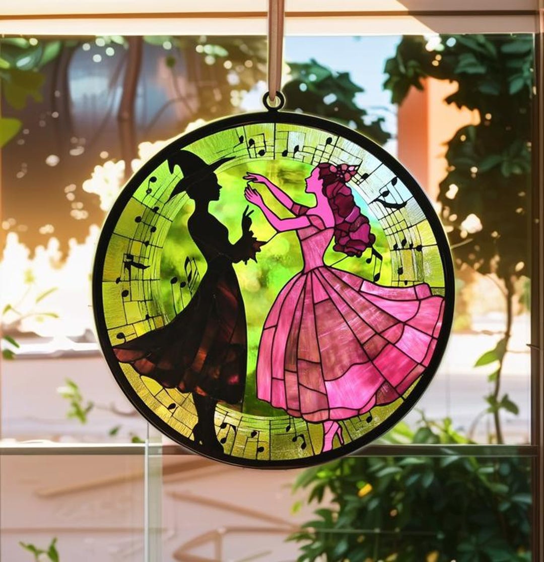 Wicked Musical Elphaba & Glinda Faux Stained Glass Suncatcher, Stunning ...