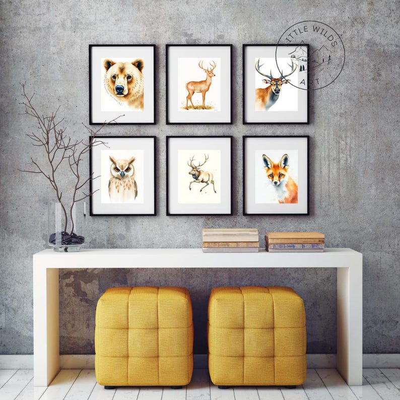 Set of 9 Wild Animal Prints, Wildlife Wall Decor for Kids, Boys and ...