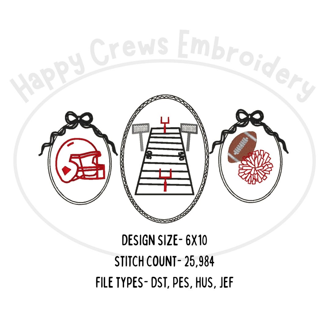 Trio Football Coquette Mirror Embroidery File - Etsy