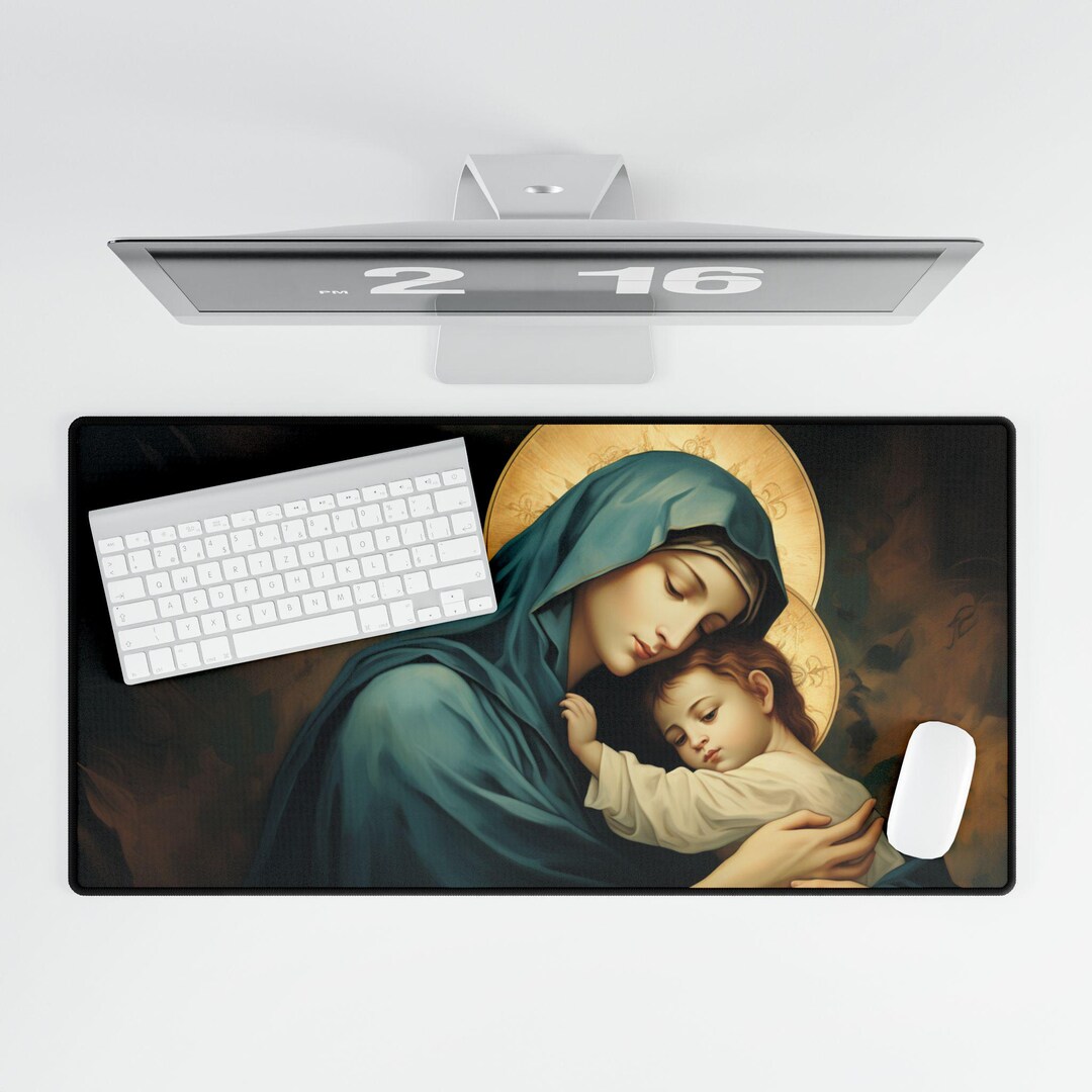 Orthodox Christian Icon Mary With Baby Jesus Desk Mat - Religious Gift ...