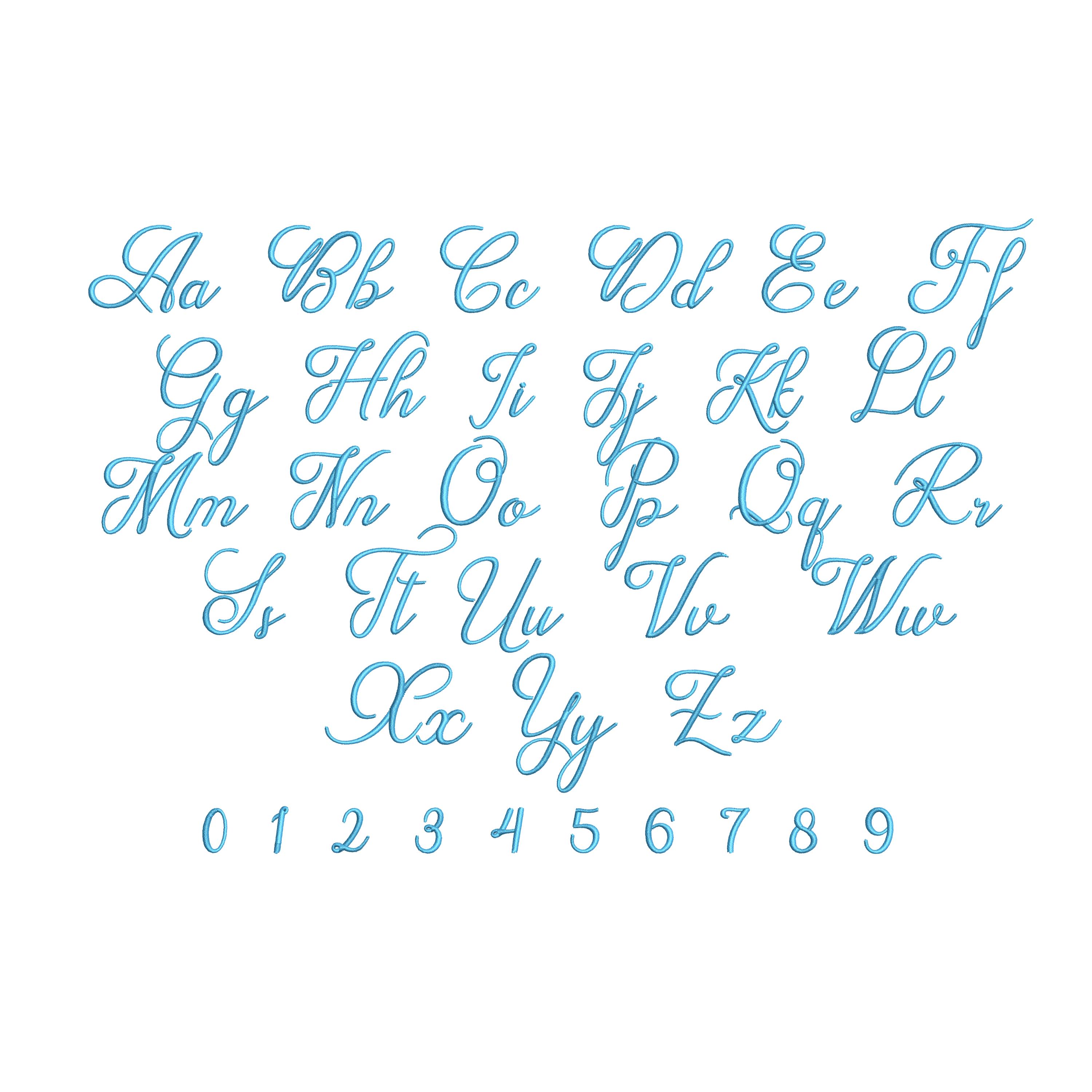 Set 10 Cursive Machine Embroidery Font, Script Alphabet Satin Stitch ...