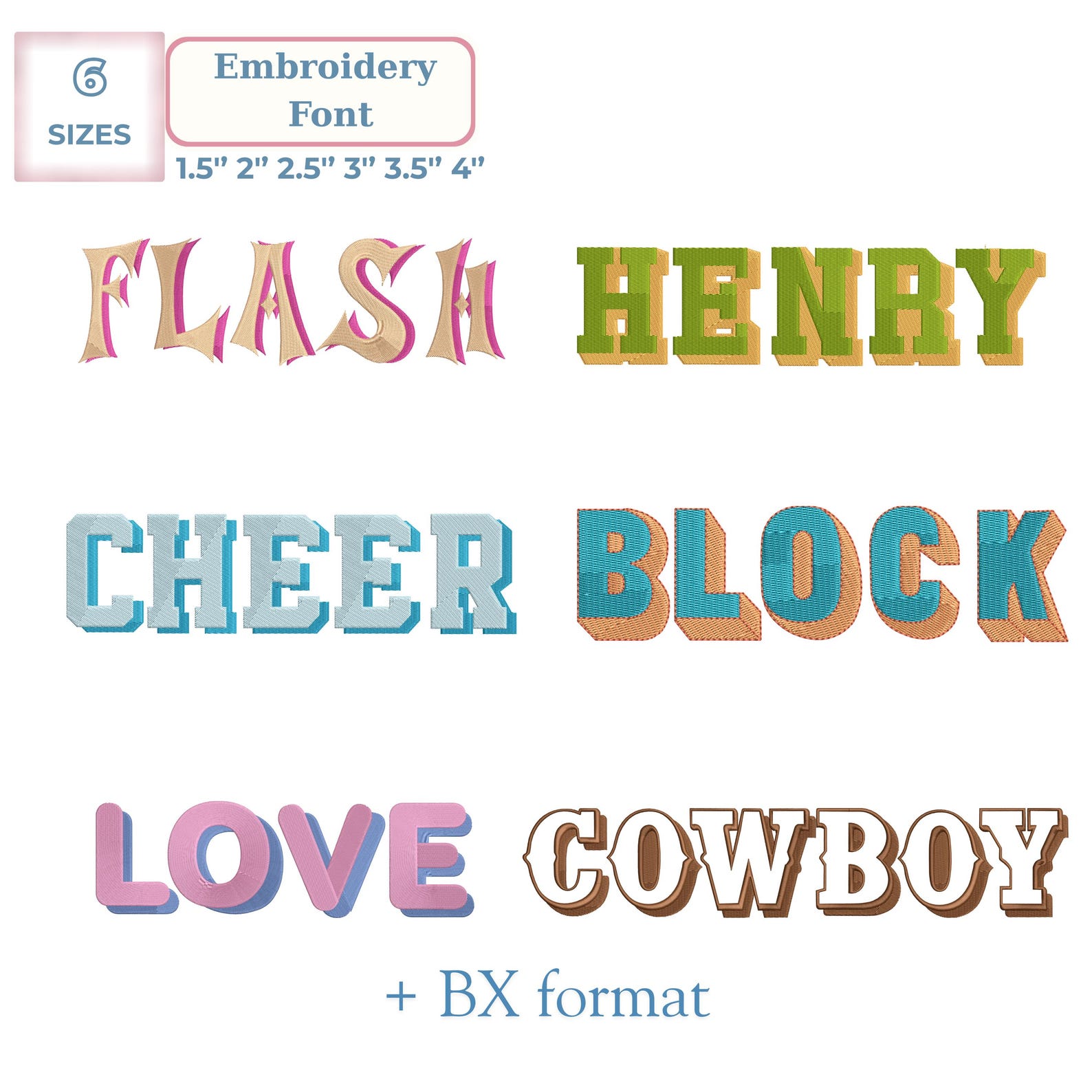 Block Shadow 2 Colors Embroidery Font Bundle, Modern Bold Embroidery ...