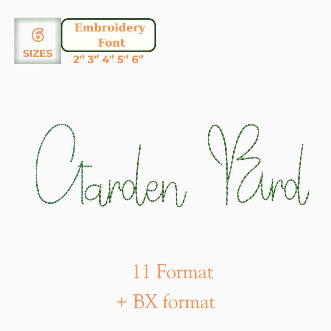 Handwritten Bean Stitch Font for Machine Embroidery, Cursive Script ...