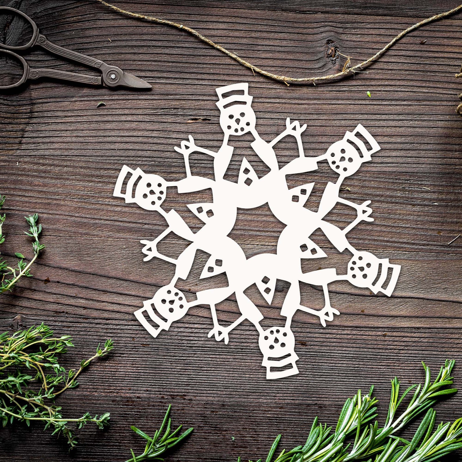 Snowmen Paper Snowflake Pattern PDF Digital Download Paper - Etsy