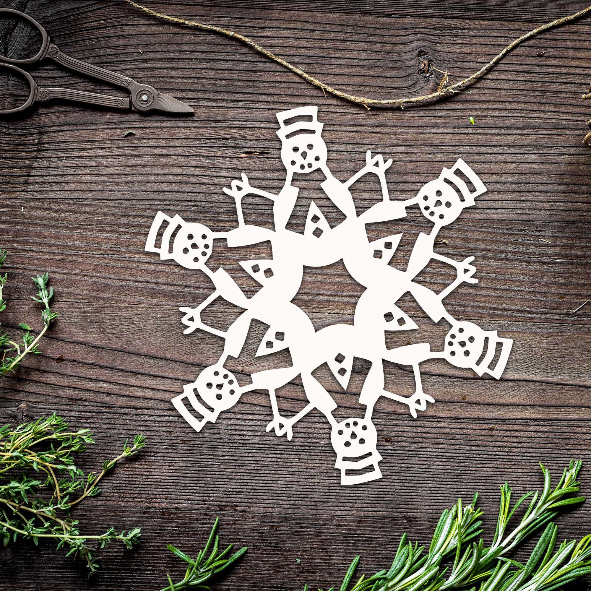 Snowmen Paper Snowflake Pattern PDF Digital Download Paper - Etsy UK