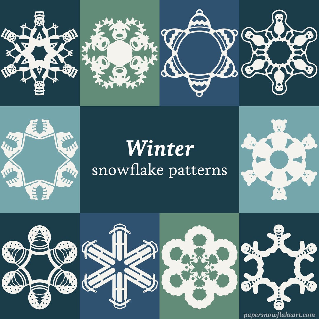 Winter Paper Snowflake Patterns: Fun Kid's Craft (PDF Download) - Etsy