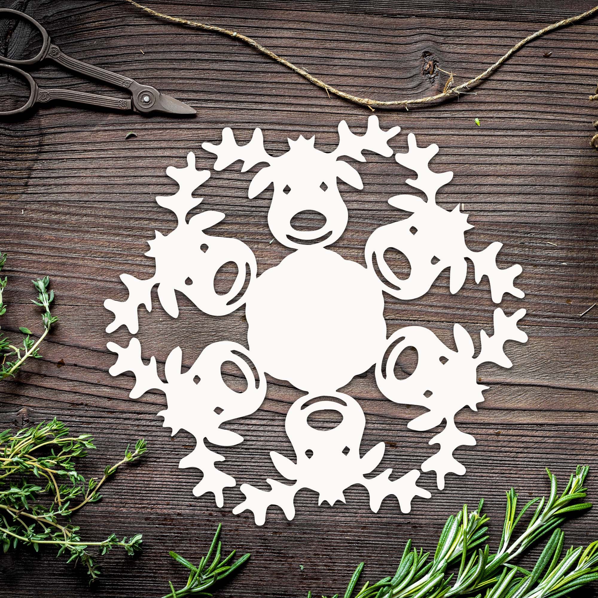 Reindeer Paper Snowflake Pattern PDF Digital Download - Etsy Canada