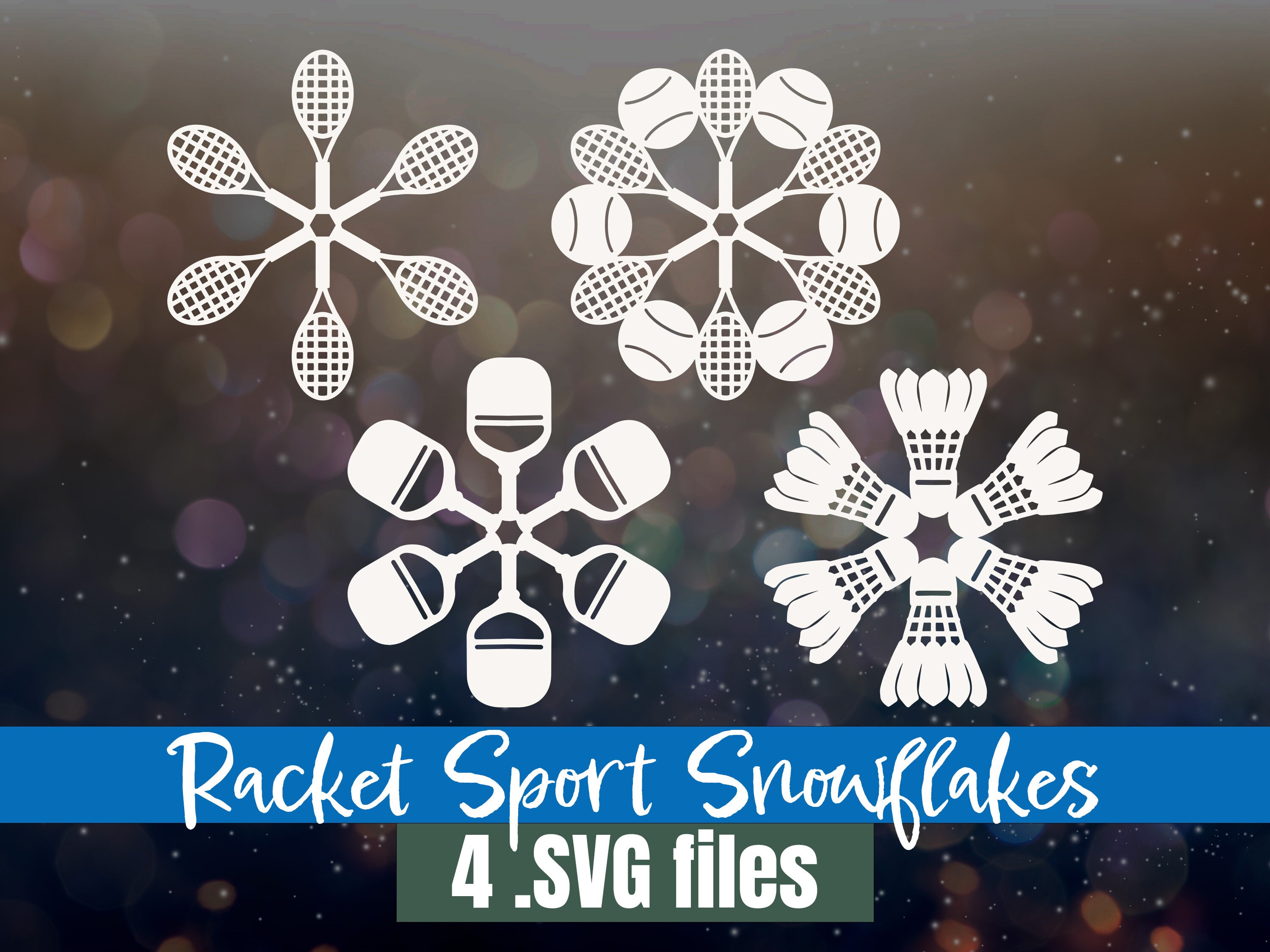Racket Sports Paper Snowflake .SVG Files (tennis, Pickleball, Badminton ...