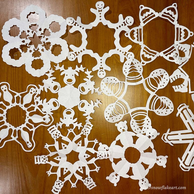 Winter Paper Snowflake Patterns: Fun Kid's Craft (PDF Download) - Etsy