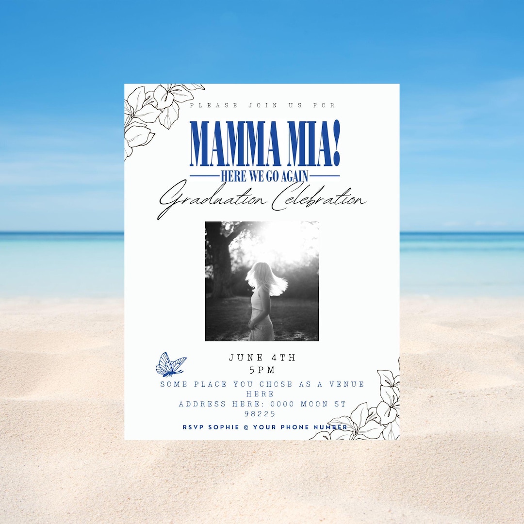 MAMMA MIA Graduation Party Invite, Editable Digital Download - Etsy