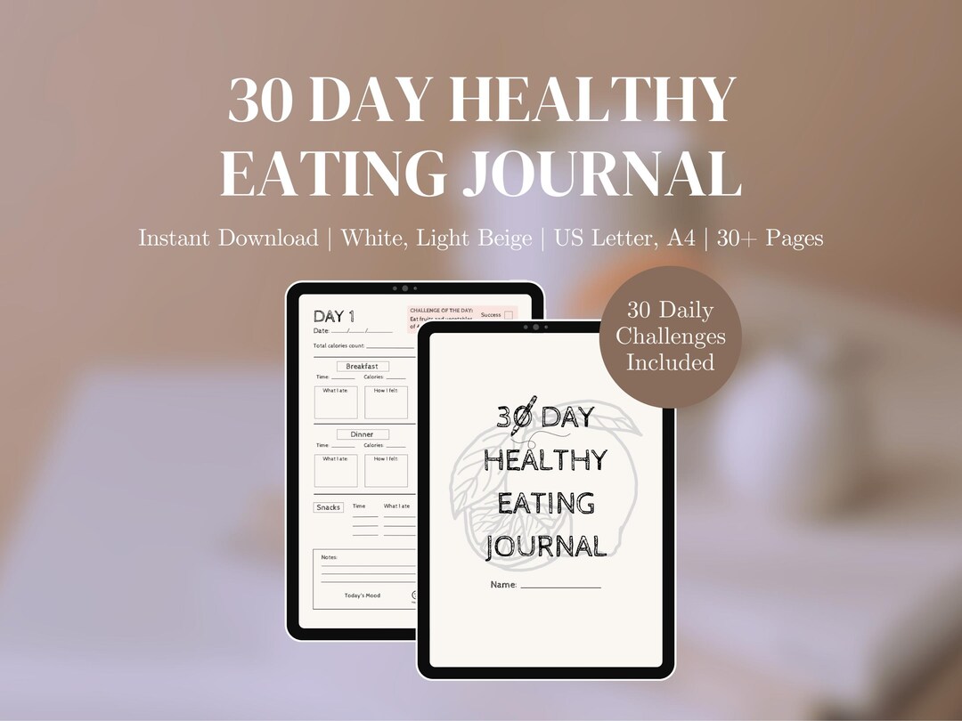 30 Day Healthy Eating Journal, Mindful Eating Planner, Meal Tracker ...