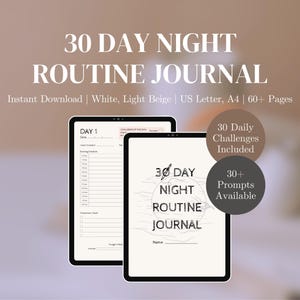 30 Day Night Routine Journal, Bedtime Routine Planner, Evening ...