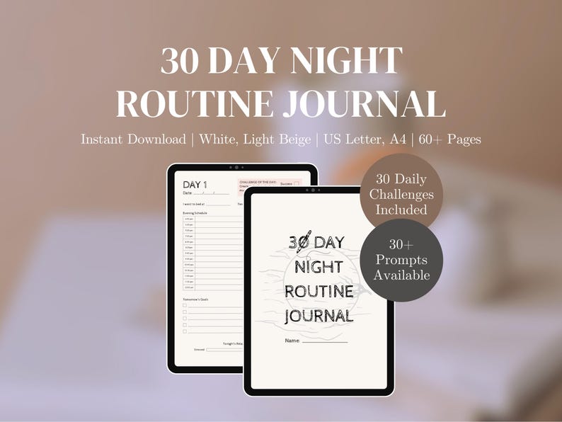 30 Day Night Routine Journal, Bedtime Routine Planner, Evening ...