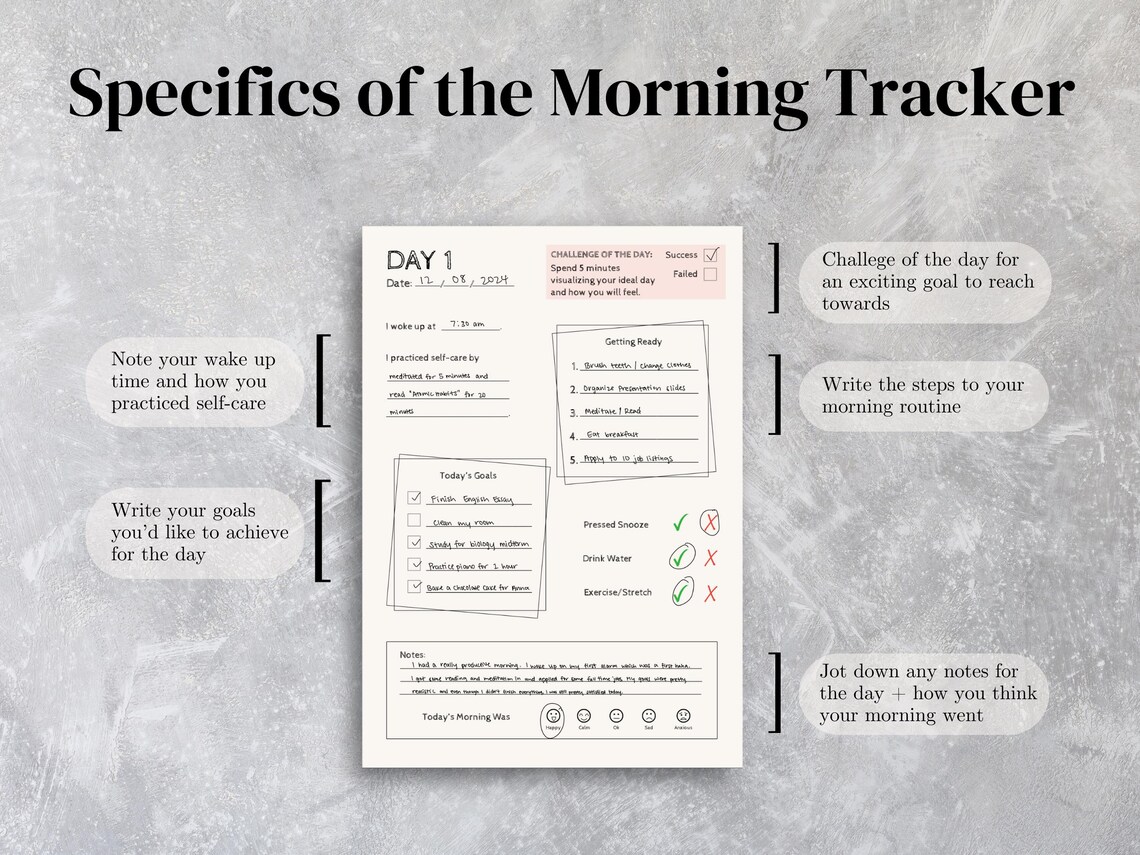 30 Day Morning Routine Journal, Morning Motivation Planner for ...