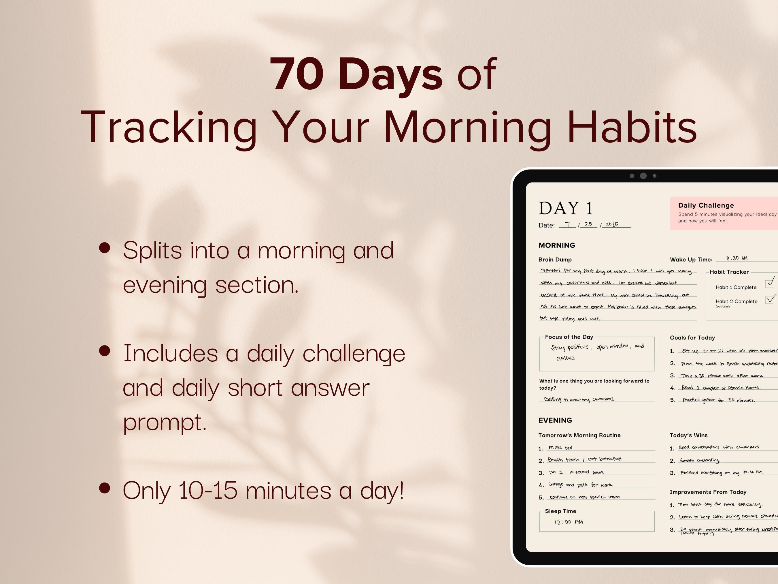 10-week Morning Habit Journal: Goal Setting, Self Improvement ...