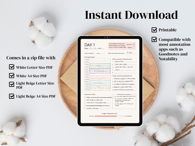 30 Day Night Routine Journal, Bedtime Routine Planner, Evening ...