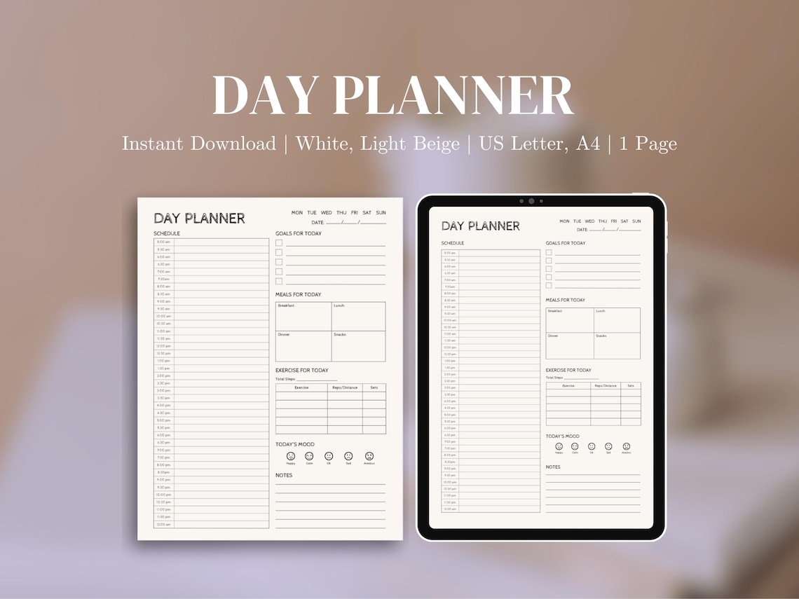 Day Planner, Personal Daily Planner, Time Blocking Calendar, Hourly ...