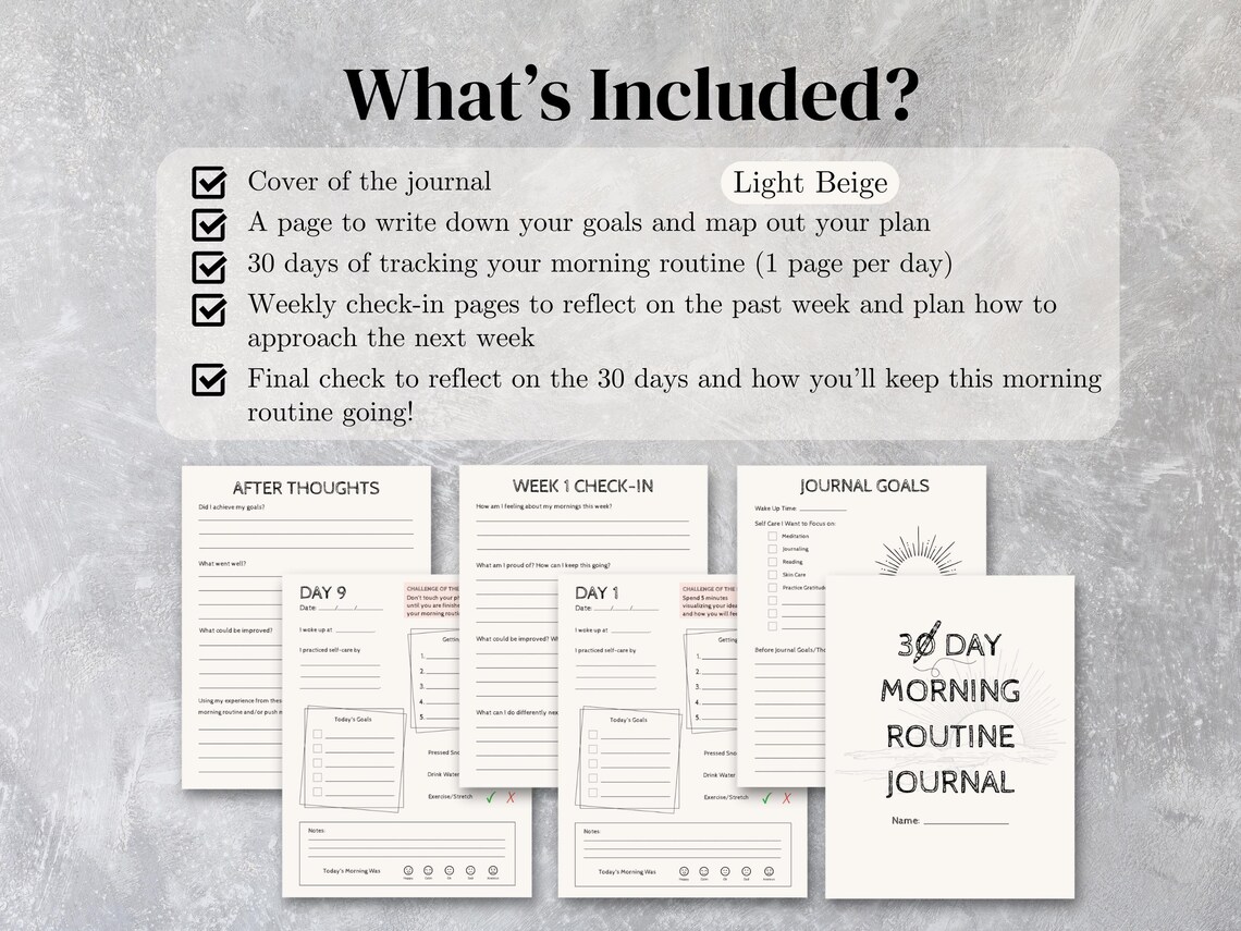 30 Day Morning Routine Journal, Morning Motivation Planner for ...