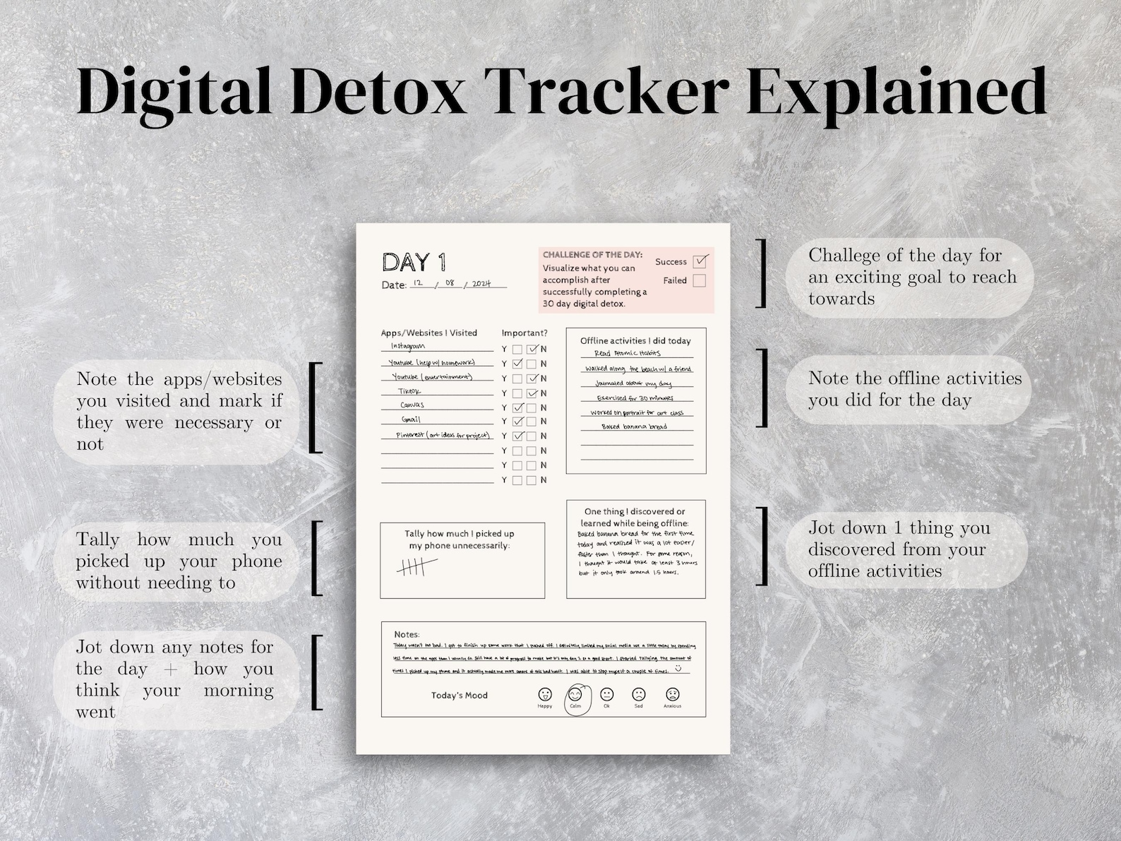 30 Day Digital Detox Journal, Social Media Detox Planner, Digital ...
