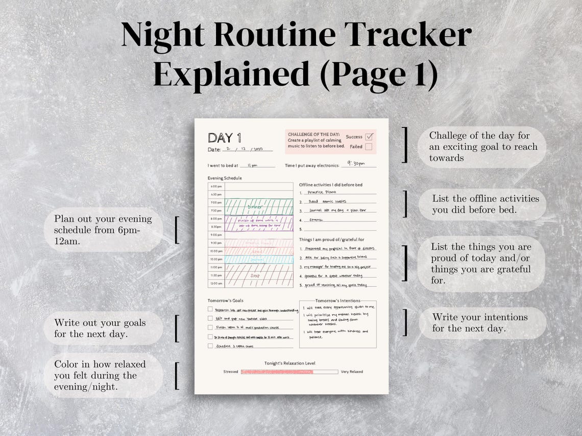 30 Day Night Routine Journal, Bedtime Routine Planner, Evening ...