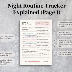 30 Day Night Routine Journal, Bedtime Routine Planner, Evening ...