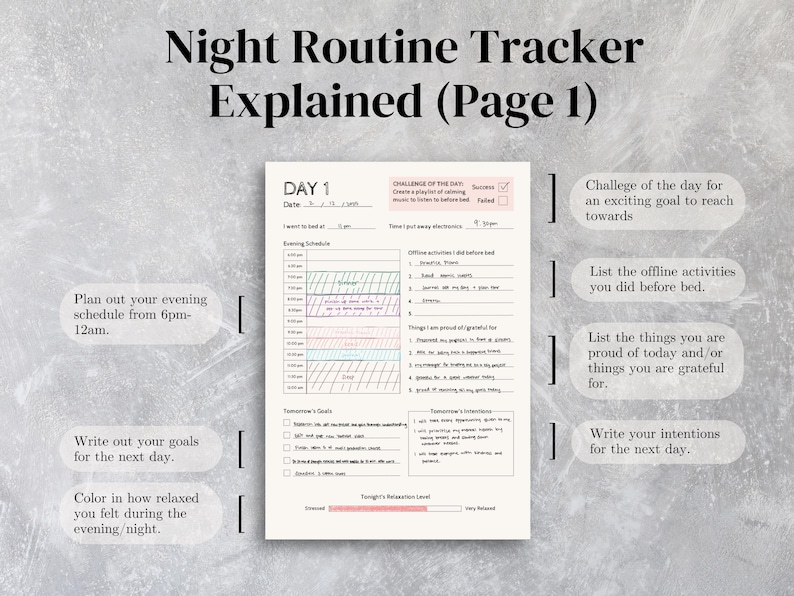 30 Day Night Routine Journal, Bedtime Routine Planner, Evening ...
