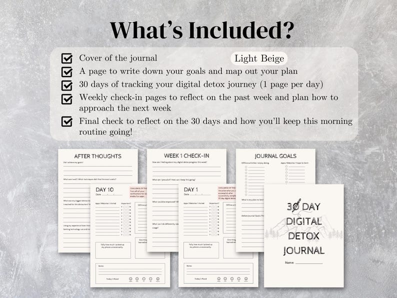 30 Day Digital Detox Journal, Social Media Detox Planner, Digital ...