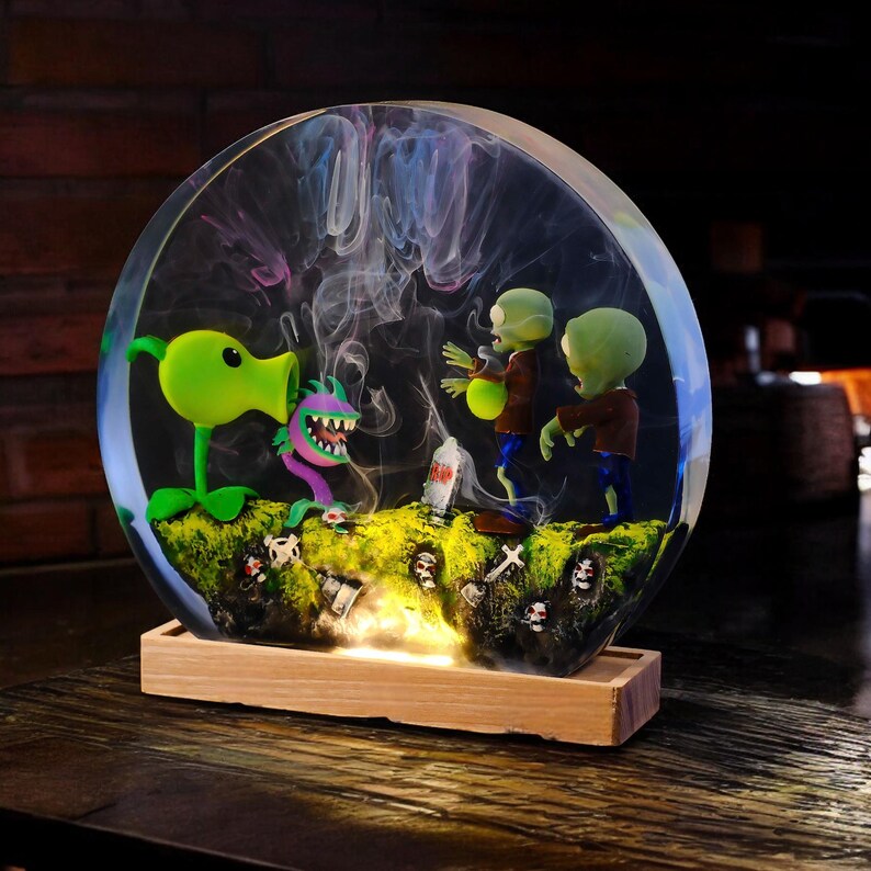 Plant Vs Zombie Diorama Lamp: Handmade Gamer Night Light - Etsy