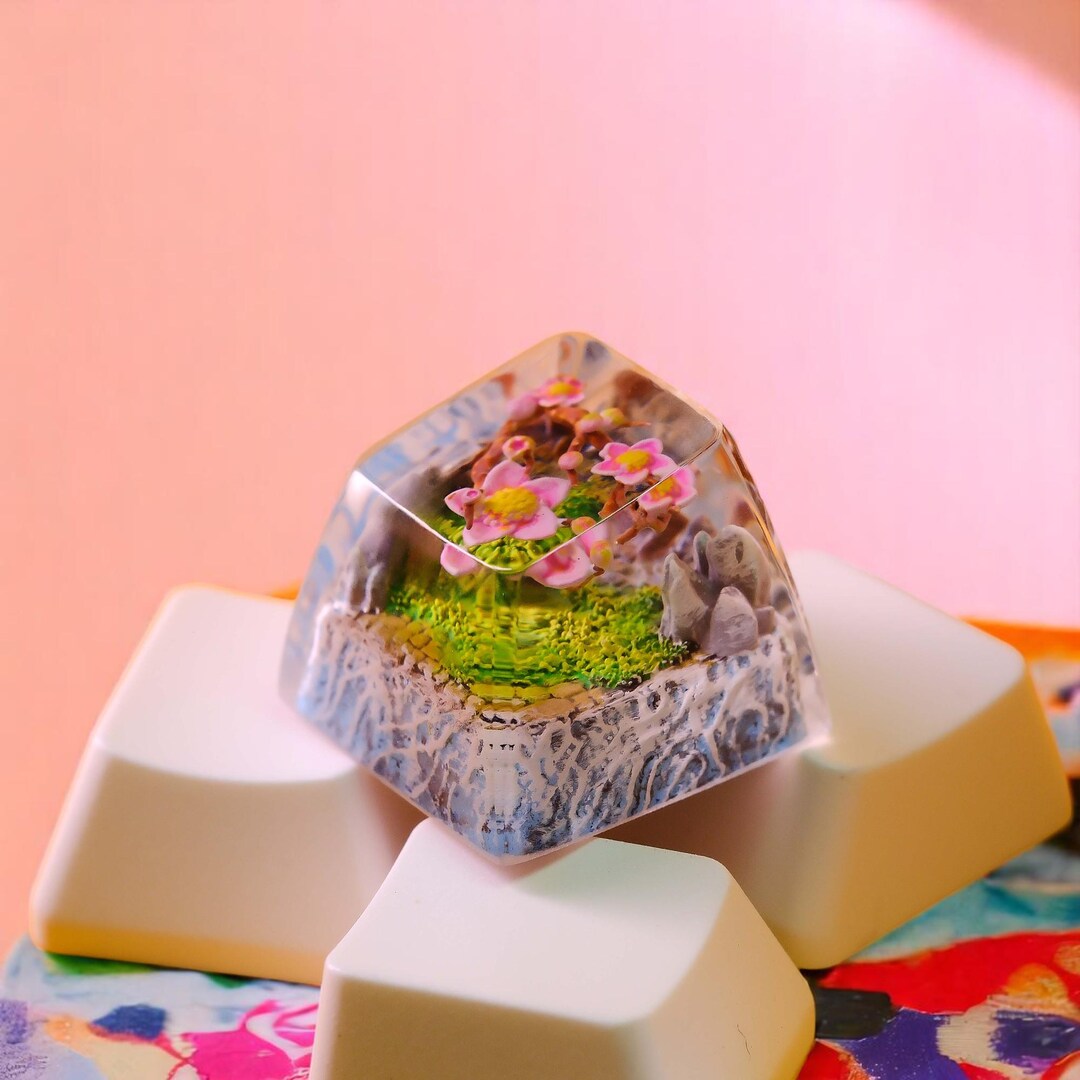 Cherry Blossom Gate Keycap – Handmade Japanese Torii Resin Keycap Pink ...
