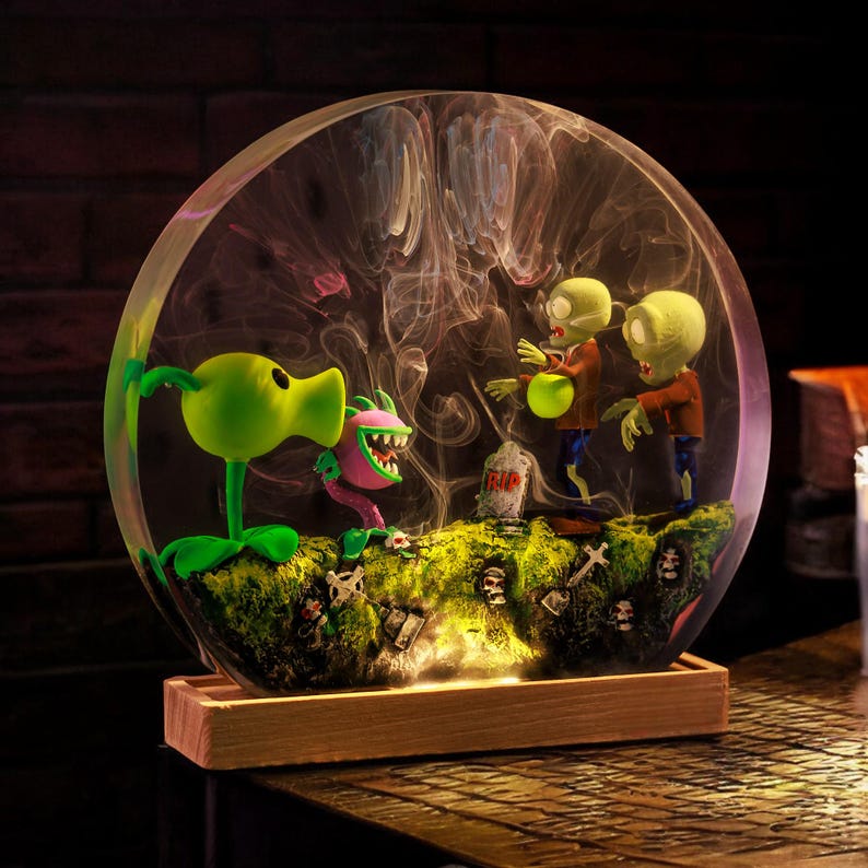 Plant Vs Zombie Diorama Lamp: Handmade Gamer Night Light - Etsy