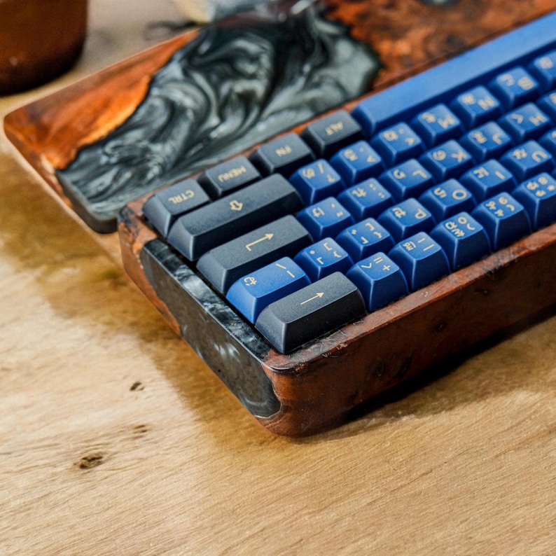 Luxury Black Resin-walnut Wood Keyboard Case, Handcrafted Keyboard ...